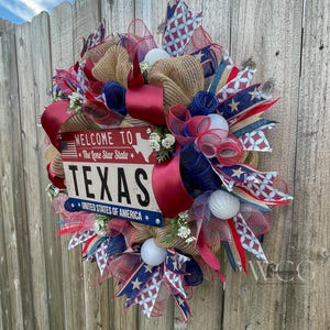 Welcome to Texas Wreath Patriotic Lone Star State Décor Handmade Texas ...