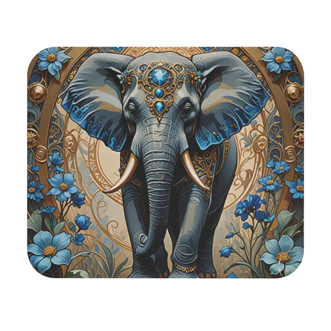 Boho Elephant Mouse Pad – Alphonse Mucha Inspired Art Nouveau Design ...