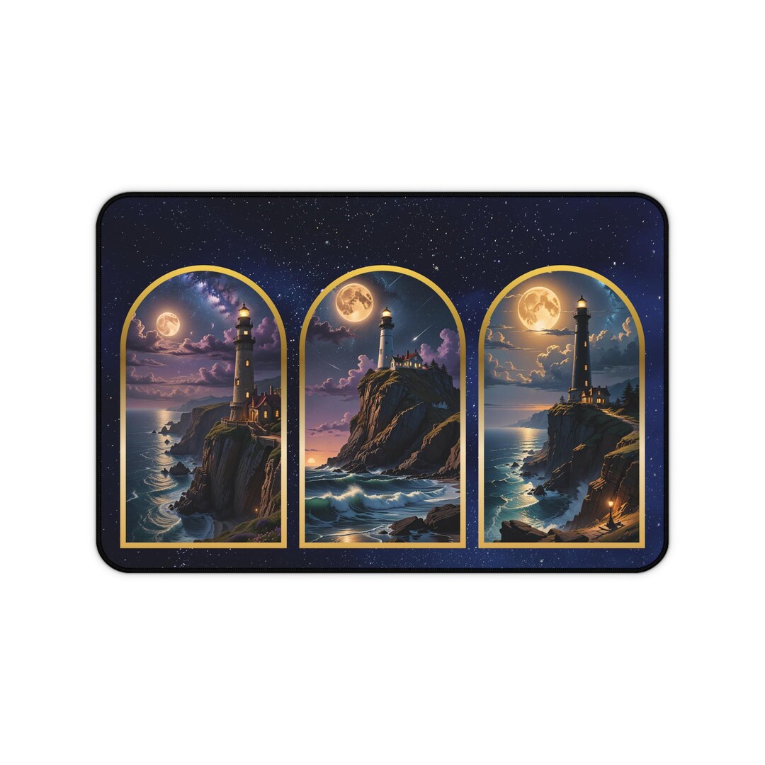 Lighthouse Theme Desk Mat, Coastal Office Decor, Gaming Mouse Pad ...