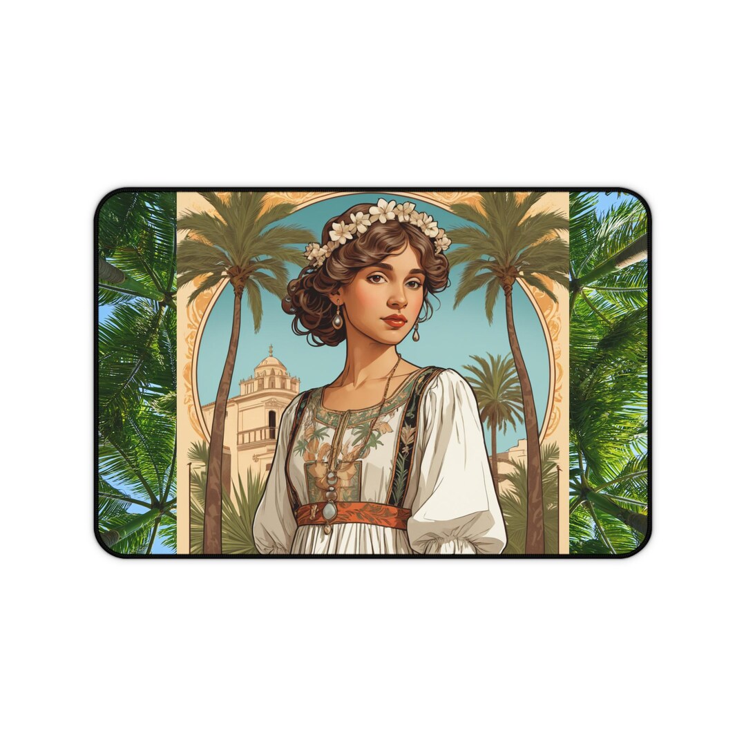 Traditional Spanish Desk Mat – Mallorquina Young Lady in Alphonse Mucha ...