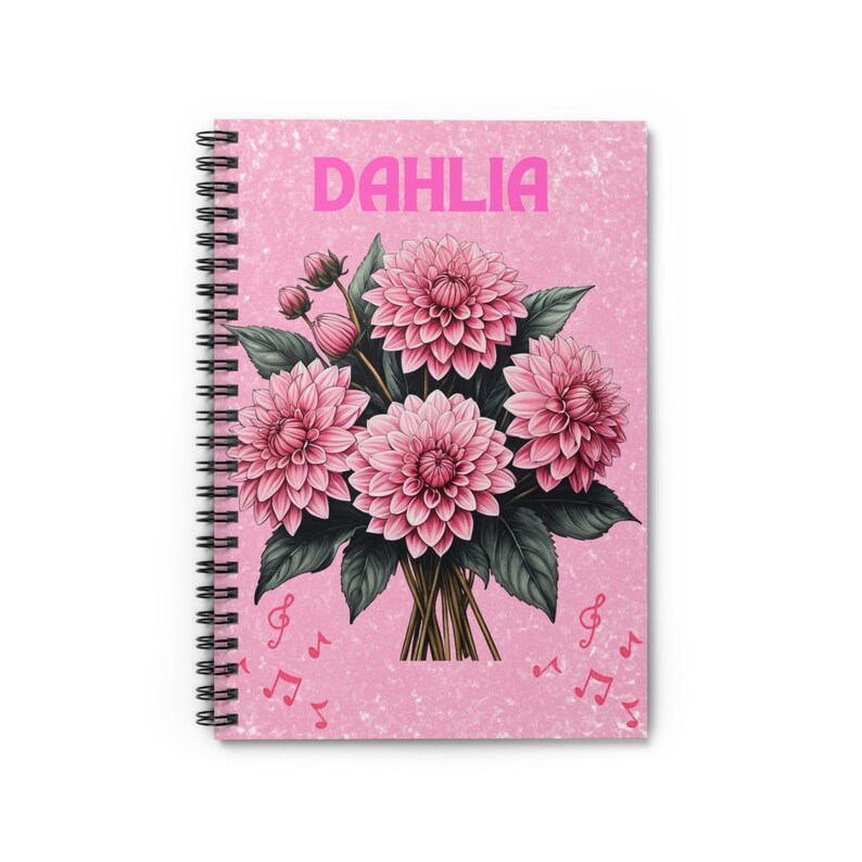 Floral Dahlia Spiral Notebook With Ruled Lines, Cute School Supplies ...