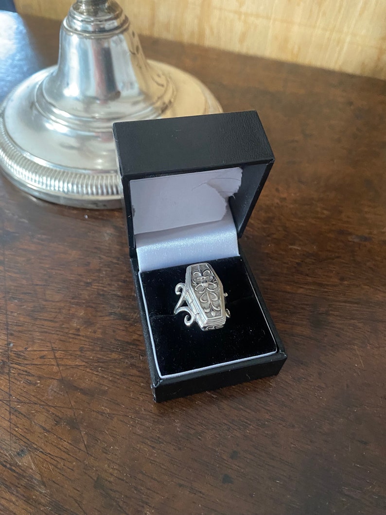 Sterling Silver Gothic Style Coffin Ring/ Skeleton - Etsy