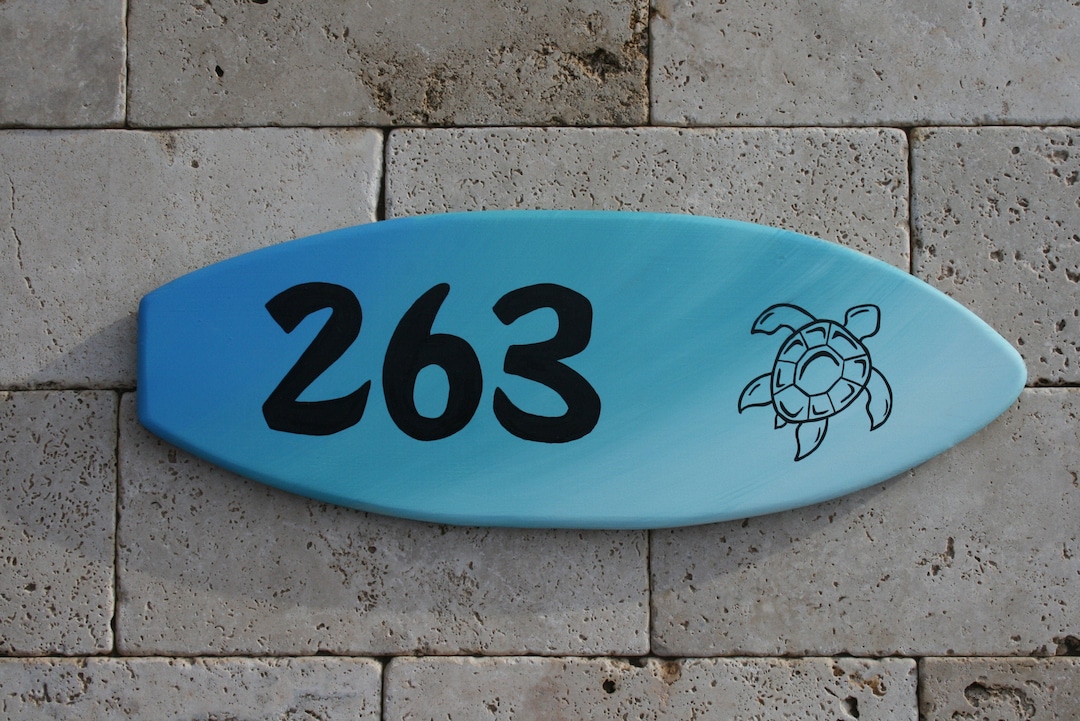 Surfboard Address Sign Surfboard Shaped Beach House Number - Etsy