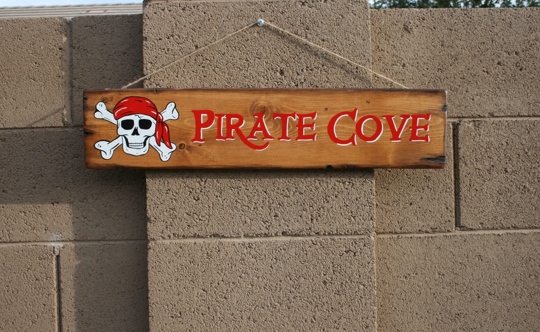 Pirate Sign, Pirate Cove Wooden Sign, Beach/pool Decor, Kid's Room ...