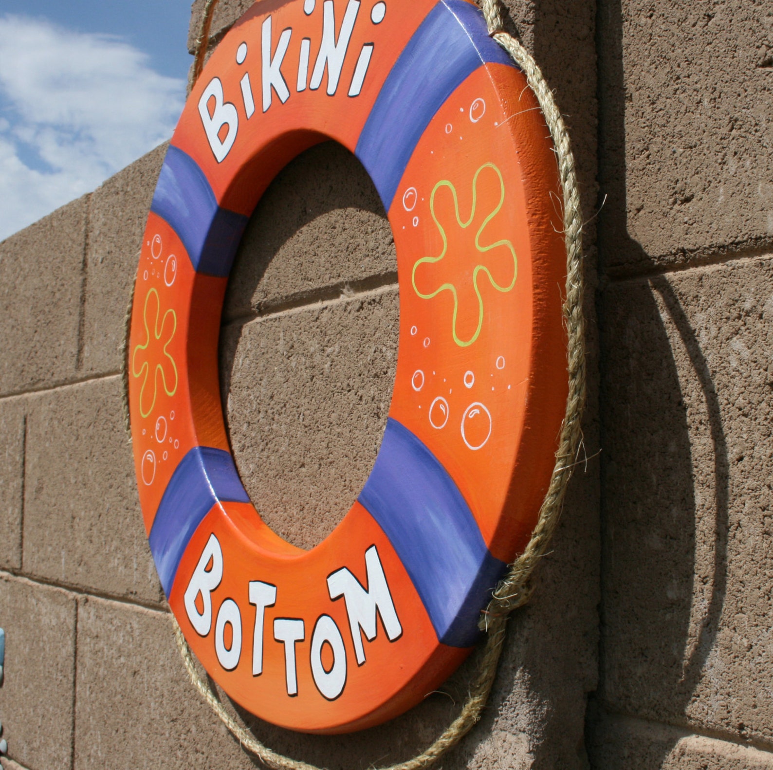 Wood Life Preserver, Bikini Bottom Sign, Wood Sign, Nautical Decor ...