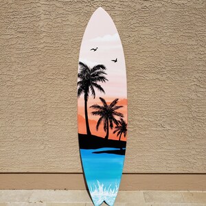 Surfboard Wall Art Sunset Ocean Beach House Decor - Etsy