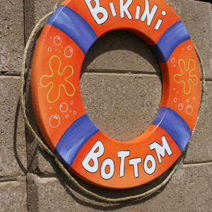 Wood Life Preserver, Bikini Bottom Sign, Wood Sign, Nautical Decor ...