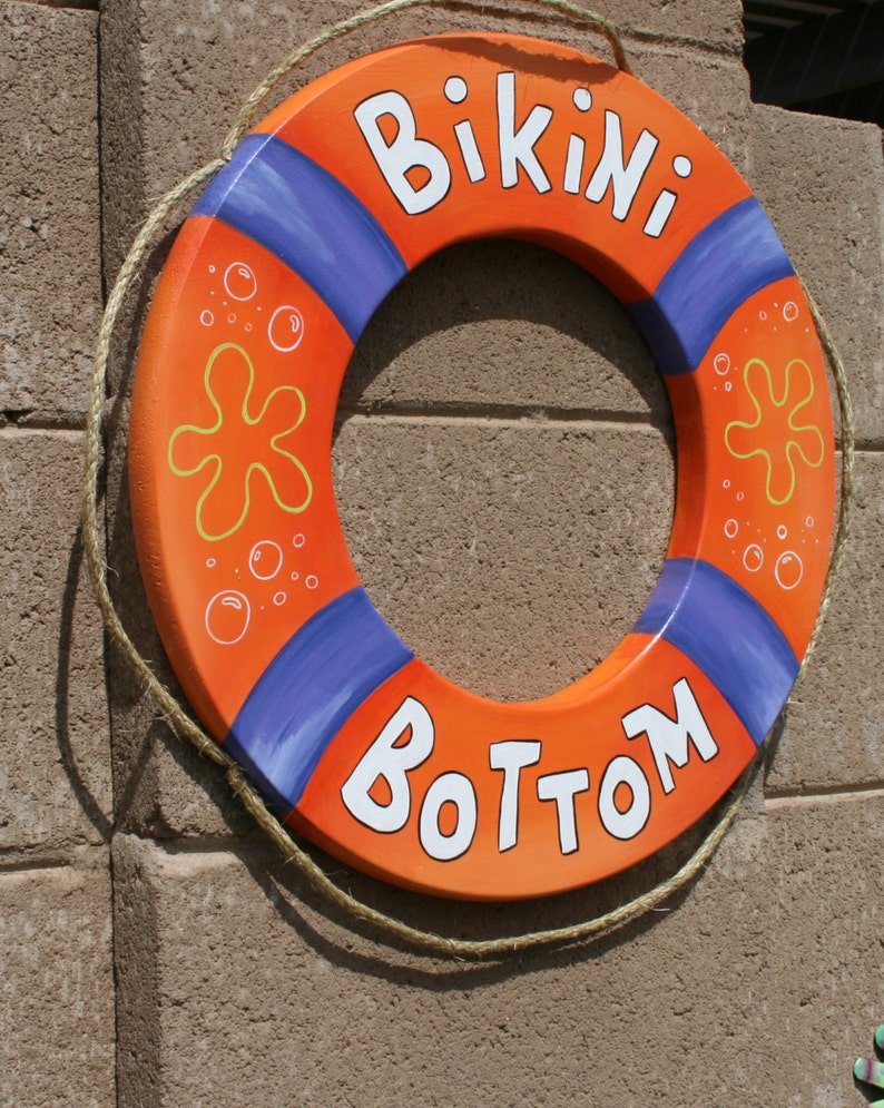 Wood Life Preserver Spongebob Life Preserver Bikini Bottom - Etsy