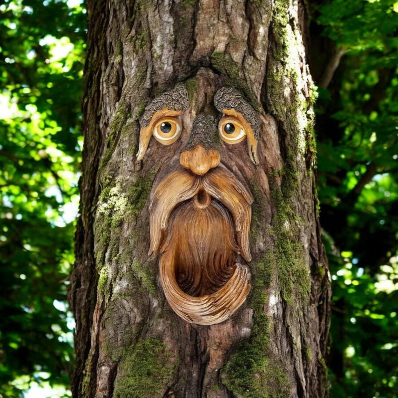 Funny Old Man Tree Face, Outdoor Garden Decoration, Amusing Old Man ...