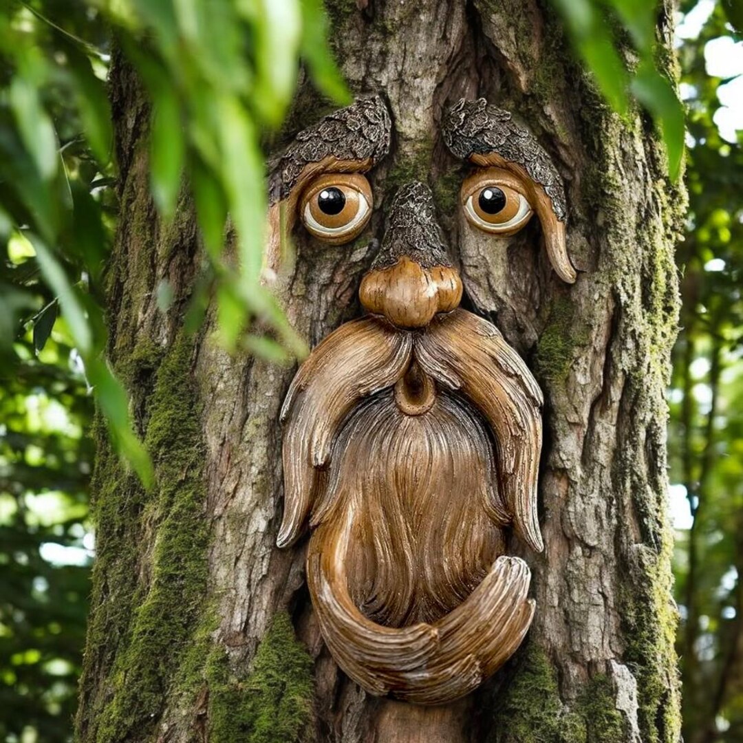 Funny Old Man Tree Face, Outdoor Garden Decoration, Amusing Old Man ...