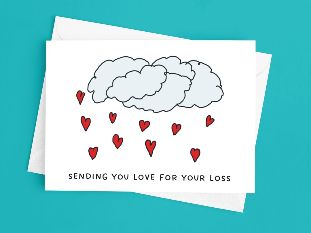 Hand-drawn Sympathy Card for Kids: Cloud Raining Hearts - Etsy