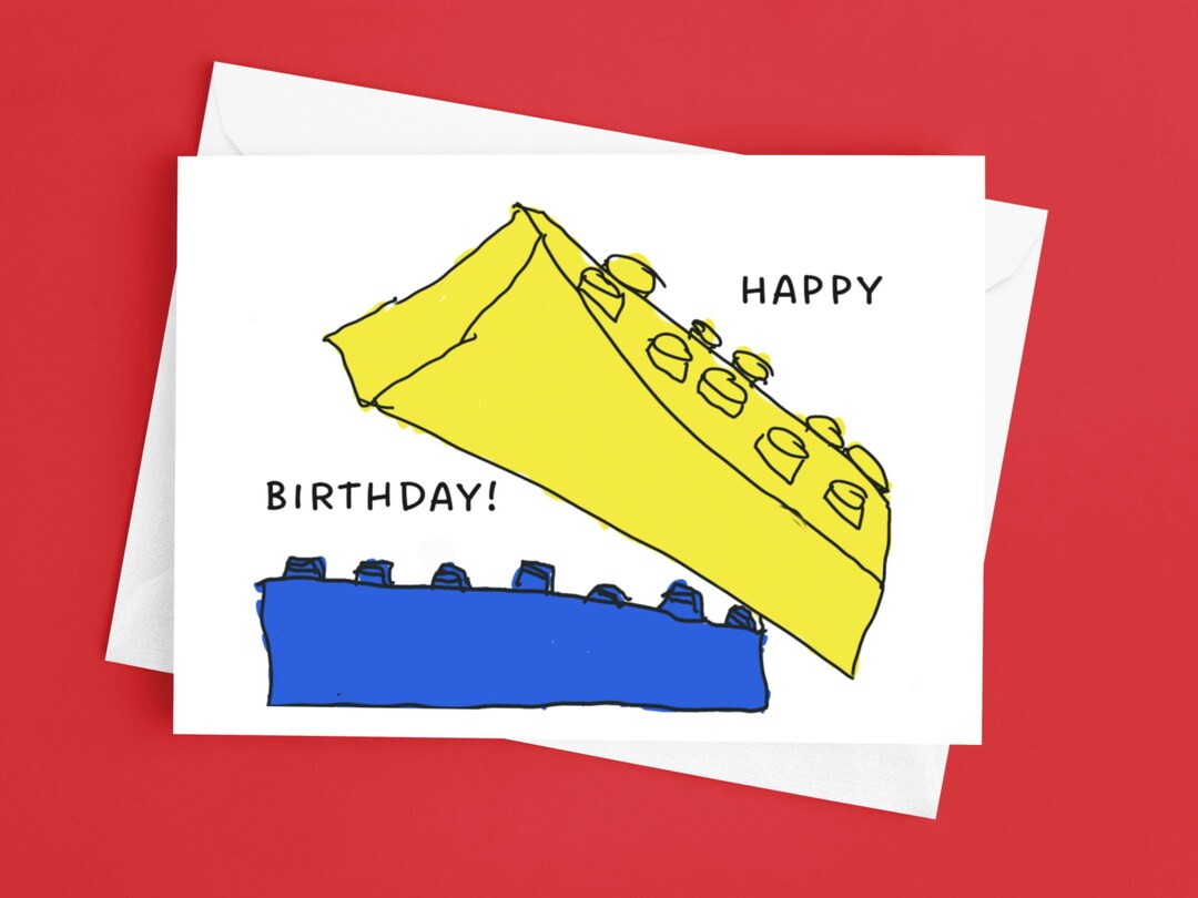 Fun Brick Birthday Card, Cute Building Block Card for Kids, Pun ...