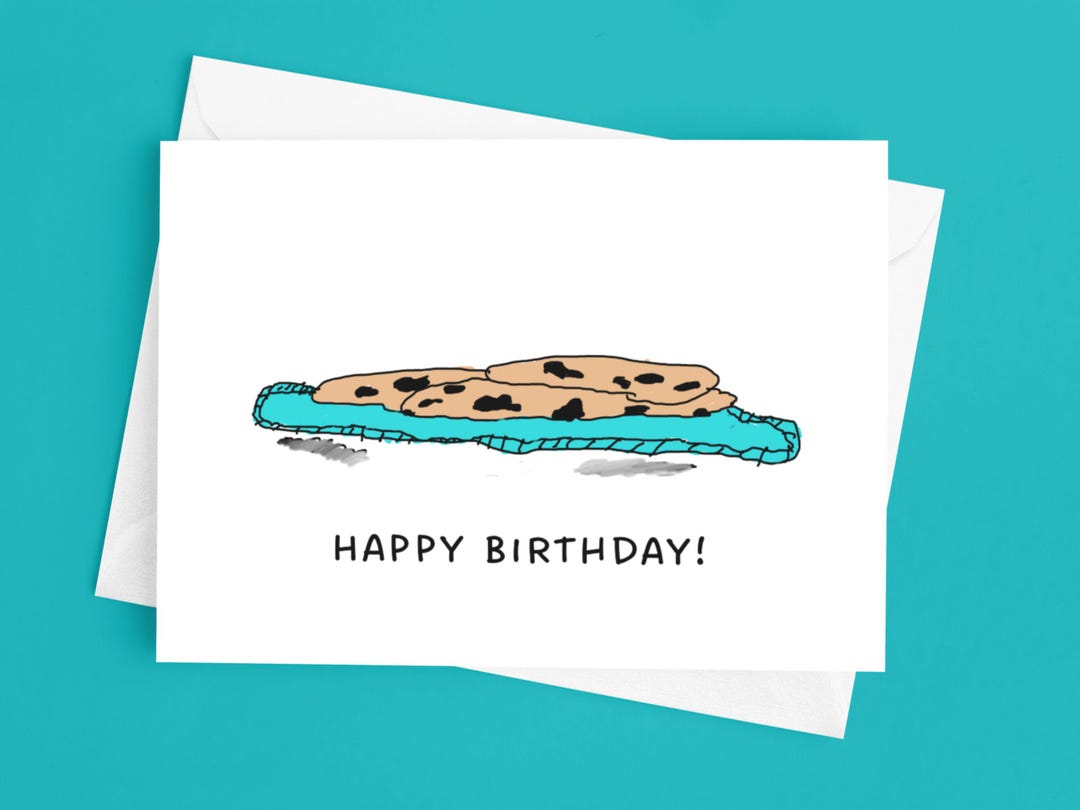 Cute Cookie Birthday Card Kids, Chocolate Chip Cookie Birthday Card ...