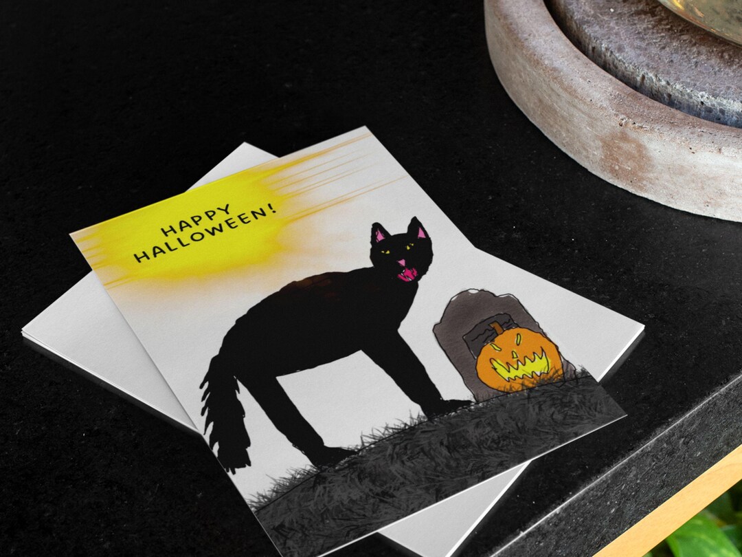 Spooky Black Cat Halloween Card for Kids – Hope It's Meow-gical - Fun ...