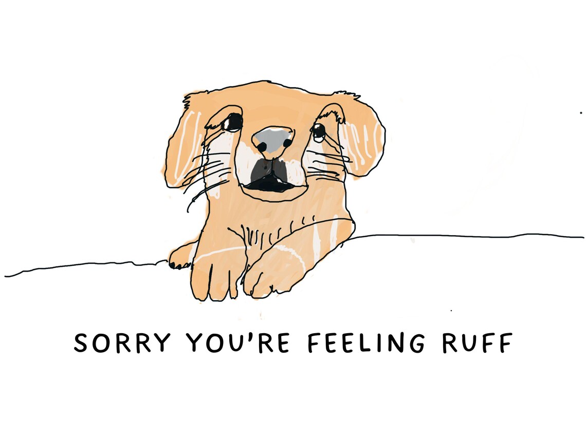 Hand Drawn Labrador Puppy Get Well Soon Card: Heard You're Feeling Ruff ...