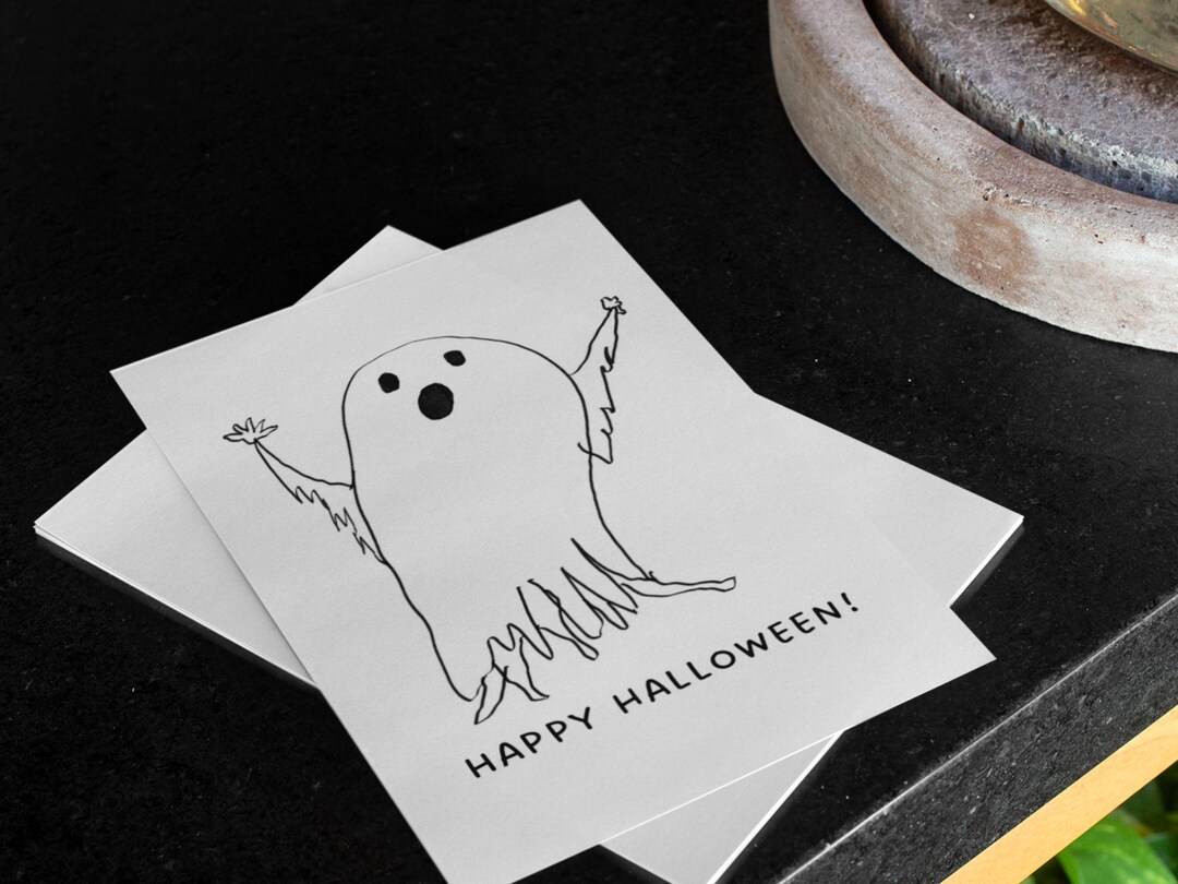 Cute Ghost Halloween Card for Kids – Hope It's Fa-boo-lous – Hand-drawn ...