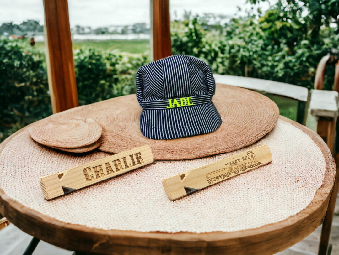 Wooden Train Whistle Personalized Hat Train Party Train Birthday Wooden ...