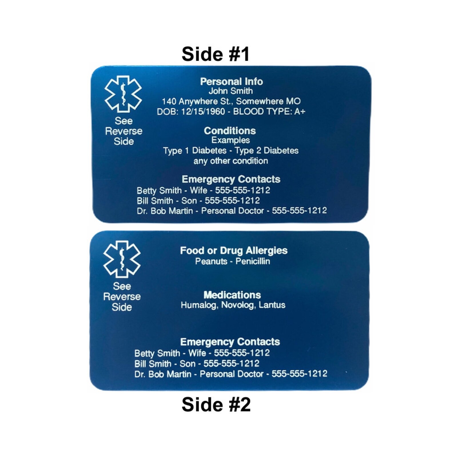 Medical Alert Card Medical ID Card Medical ID Tag Personalized - Etsy