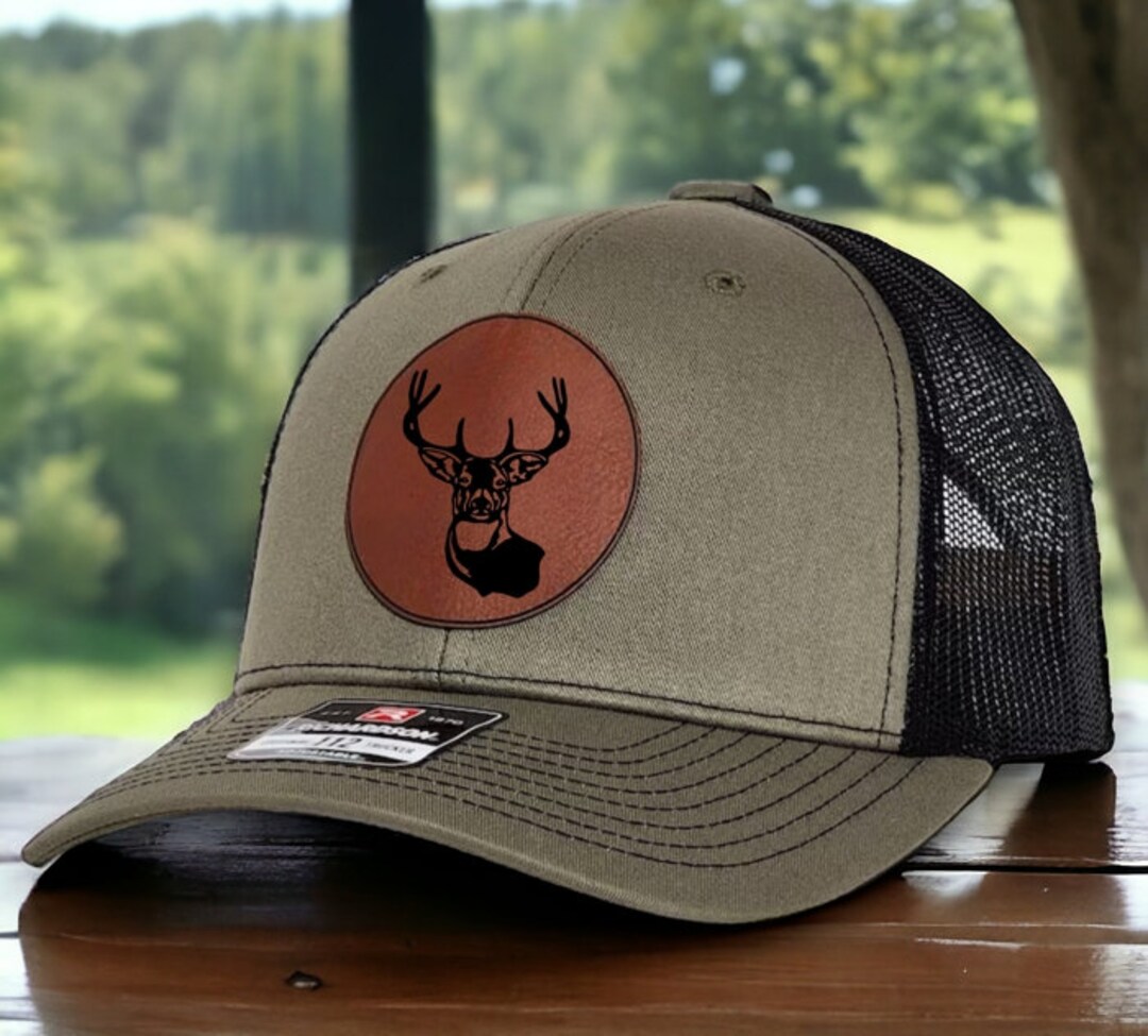 Deer Hat Patch Custom Leather Hat Patch Richardson 112 Engraved Leather ...