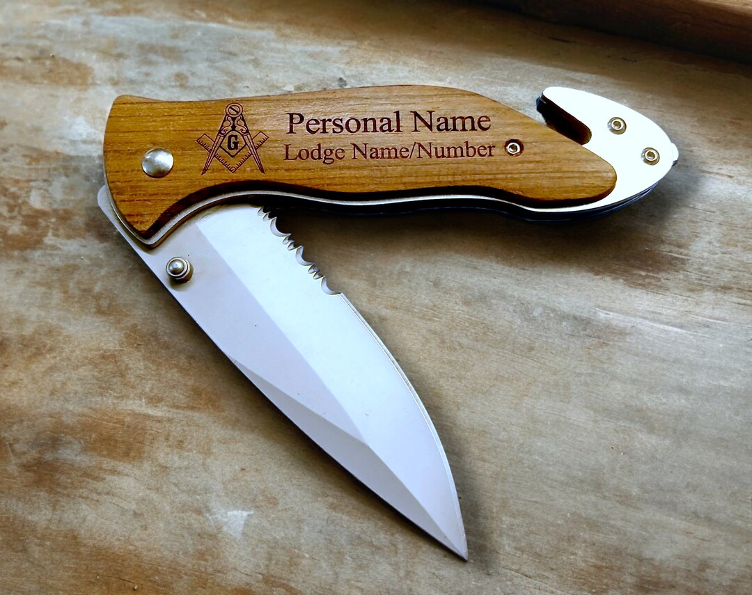 Masonic Lodge Pocket Knife, Personalized Engraved Rosewood Pocklet ...