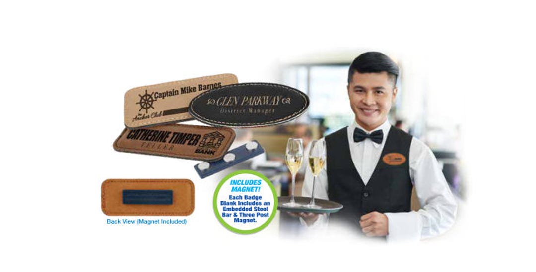 Leather Name Tags Magnetic Leather Name Tag Personalized Tag ID Tag ...