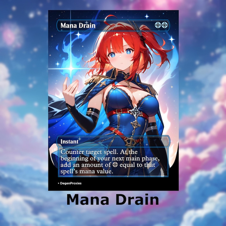Mana Drain MTG Proxy Card | Waifu Anime Art, Foil EDH Commander - Etsy