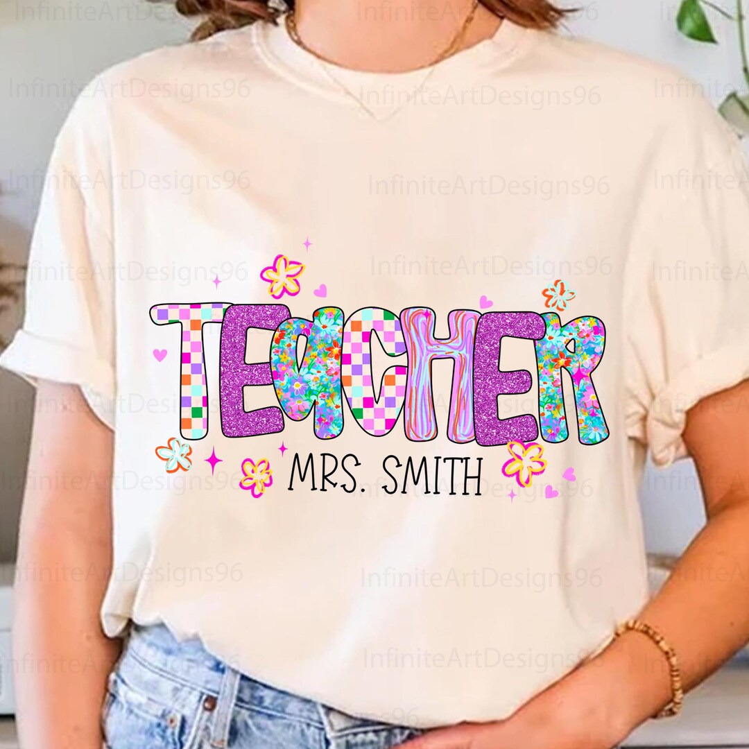 Preppy Teacher Png, Custom Teacher Png, Preppy Floral Teacher Png ...