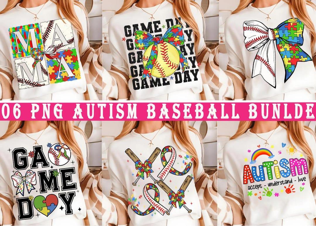 Autism Baseball Png Bundle, Autism Png, Game Day Baseball Png, Autism ...