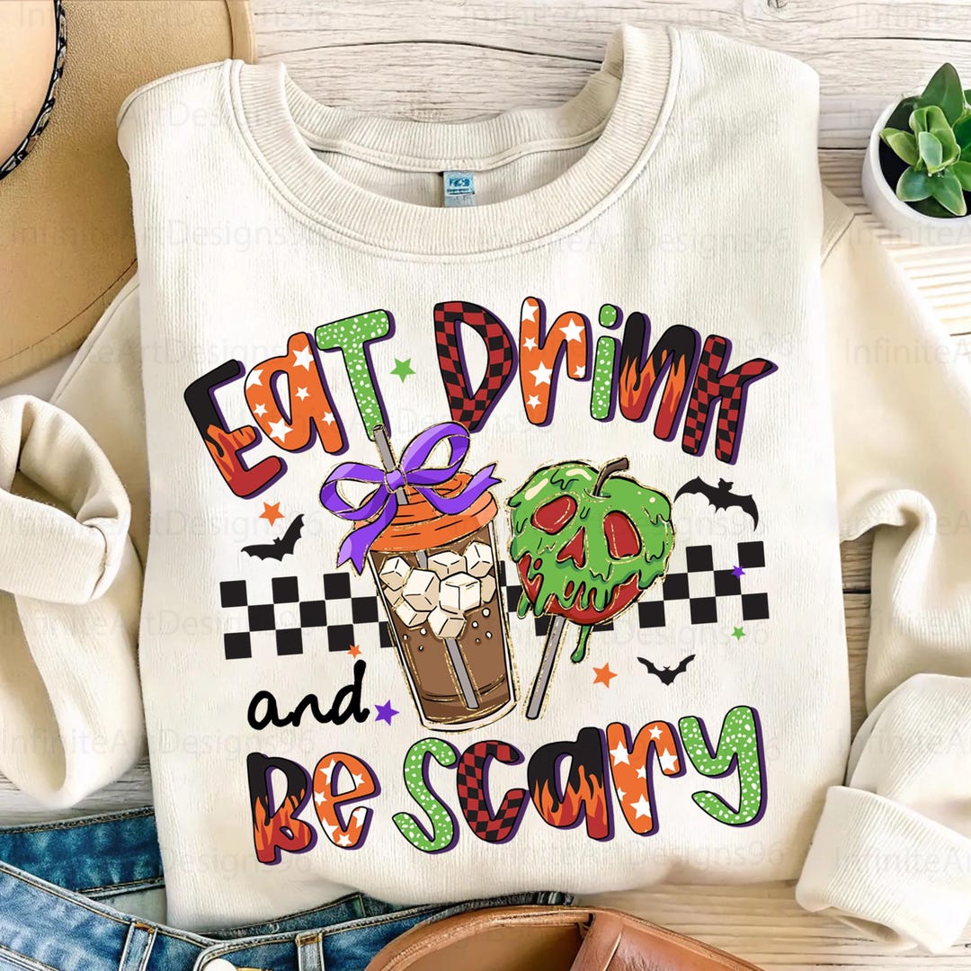 Eat Drink Nd Be Scary Png, Fall Png, Preppy Halloween Png, Spooky Vibes ...