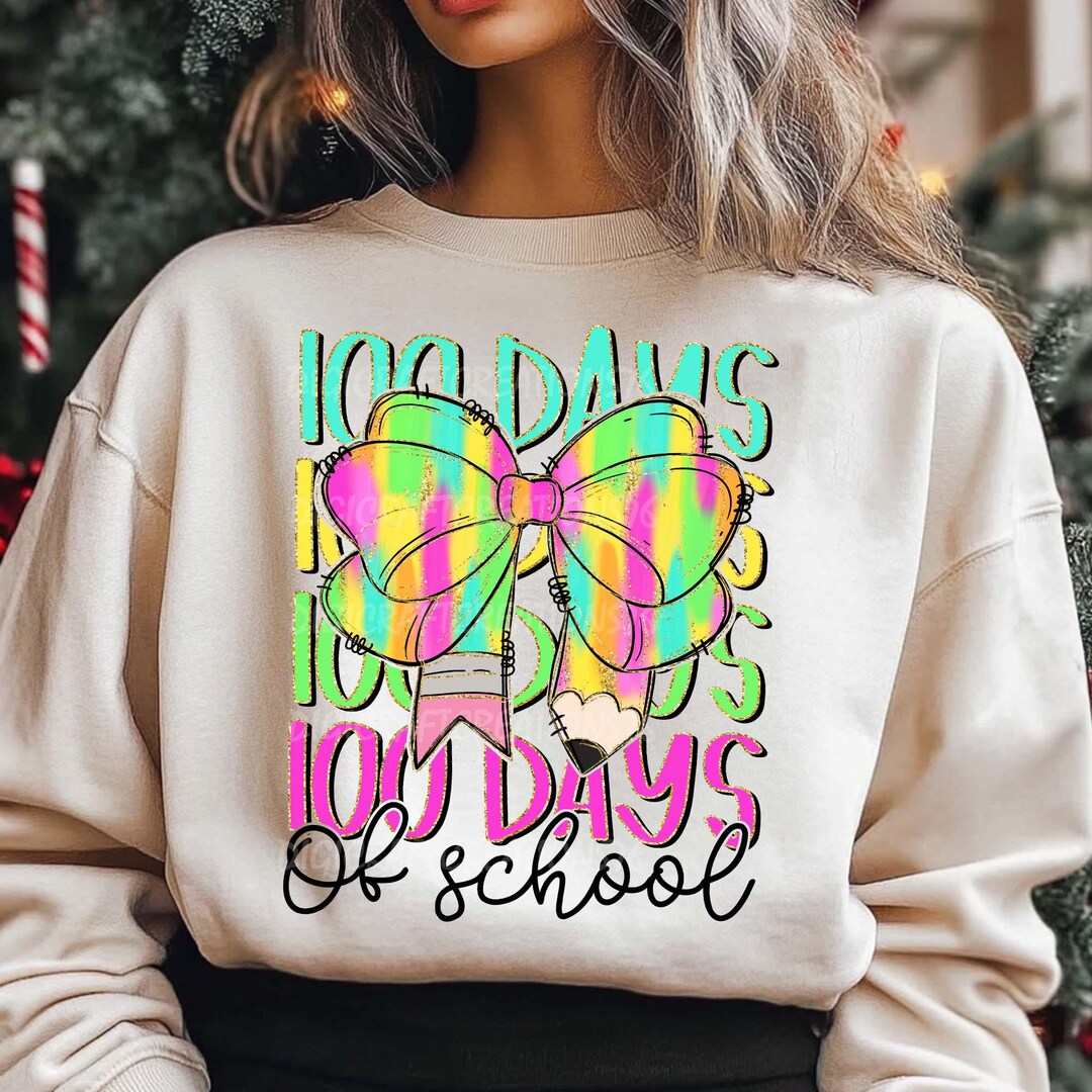 100 Days of School Coquette Png, Teacher Png, Coquette Bow Pencil Png ...