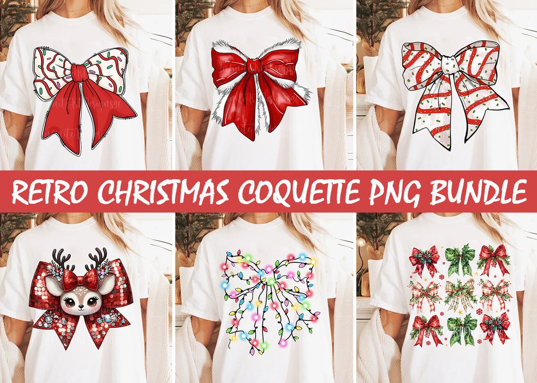 Christmas Coquette Bow Png Bundle,santa Claus Png,christmas Cakes Bow ...