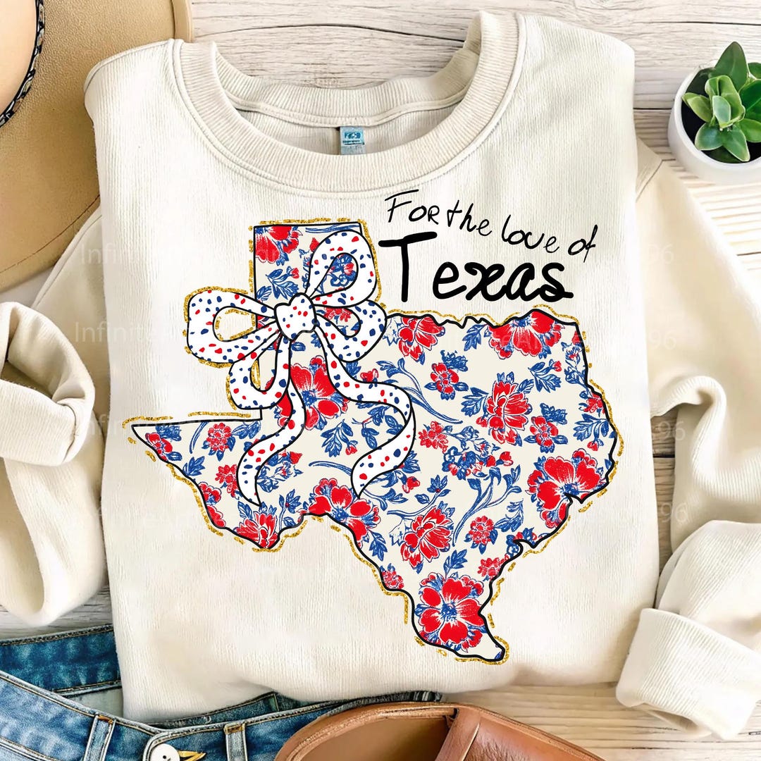 Vintage Floral Texas Map Png, Coquette Texas Bow Png, 4th of July Png ...