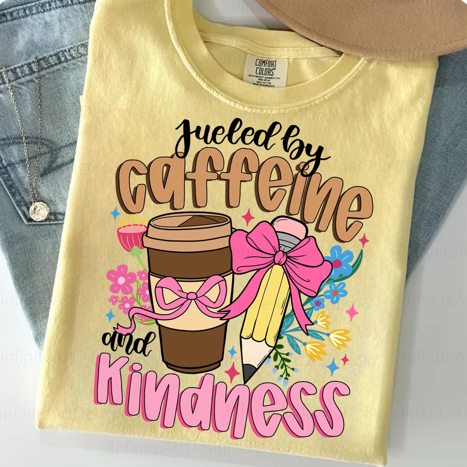 Fueled by Caffeine and Kindness Png, Teacher Coffee Png, Retro Teacher ...