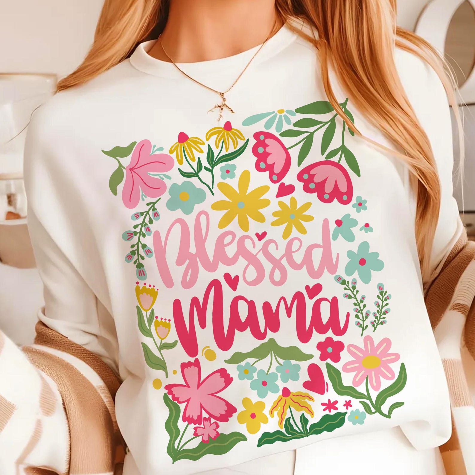 Boho Blessed Mama Png, Christian Mama Png, Floral Mama Png, Mom Life ...