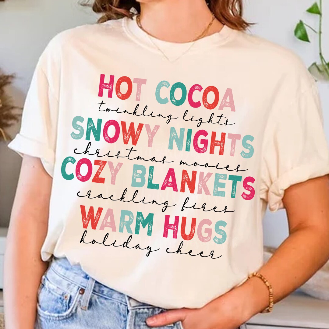 Hot Cocoa Twinkling Lights Christmas Movies Png, Preppy Christmas Png ...