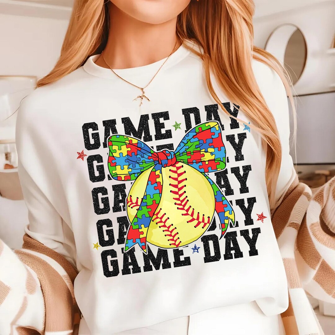 Autism Game Day Png, Autism Softball Coquette Png, Autism Awareness Png ...