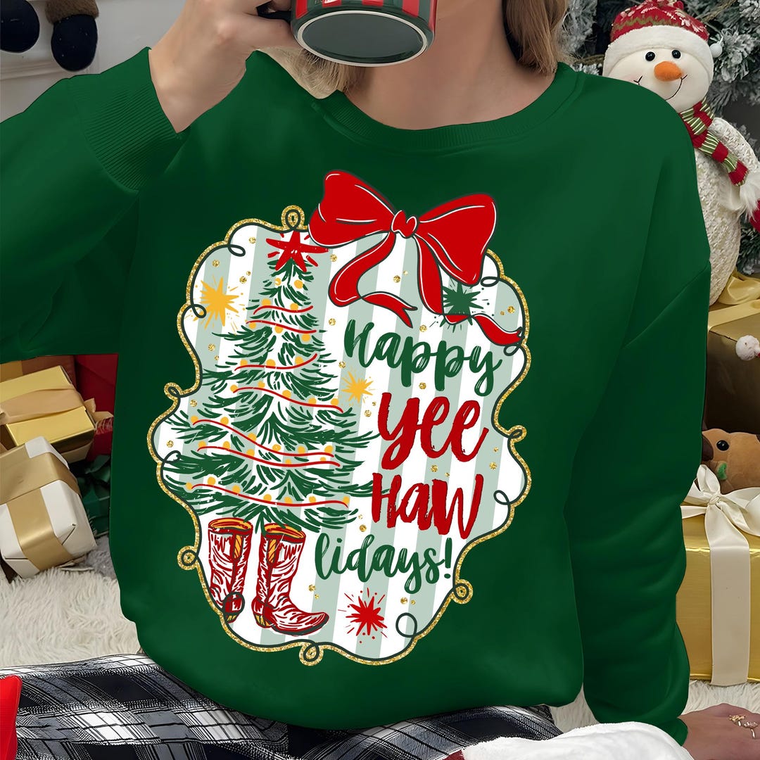 Happy Yee-haw Lidays! Sublimation, Christmas Png, Glitter Coquette ...
