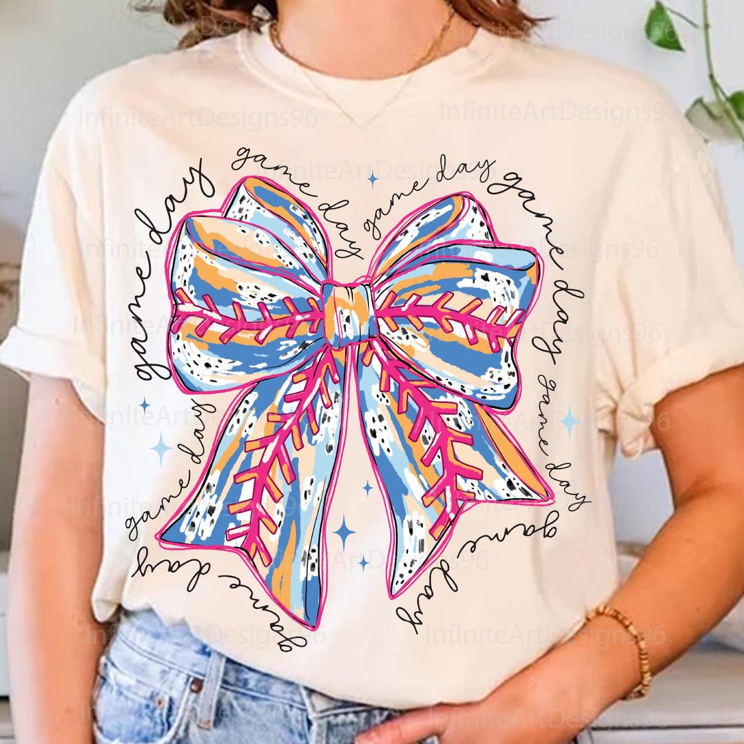 Game Day Coquette PNG, Baseball Bow Png, Brushstroke Baseball Png ...