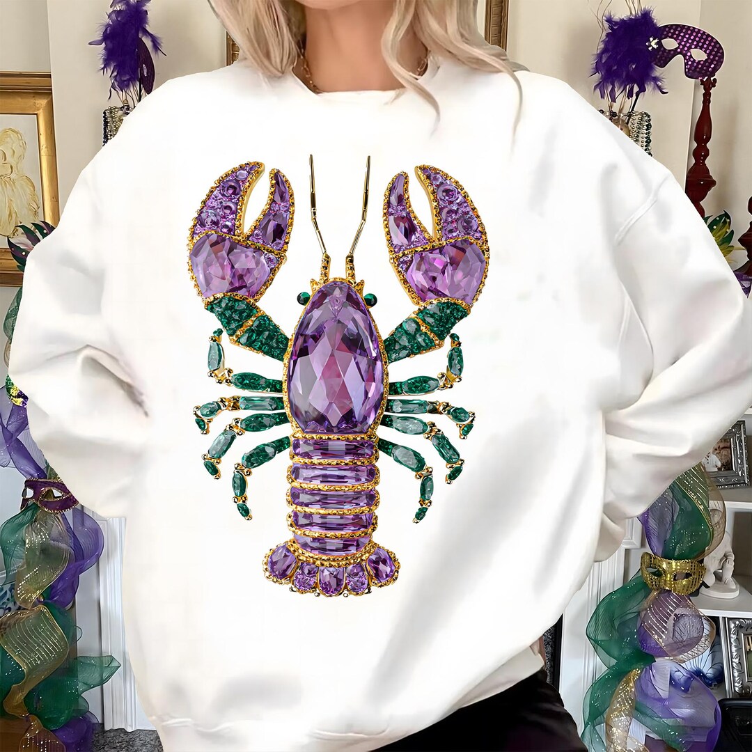 Rhinestone King Crawfish Png, Mardi Gras Png, Retro Fleur De Lis Png ...