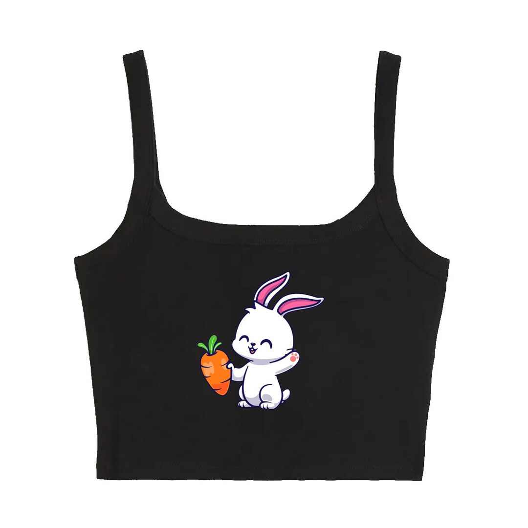 Bunny Crop Top Cute Animated Fitted Fit Crop Top Trendy Top Graphic ...