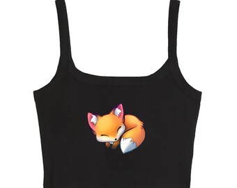 Wolf Crop Top Cute Animated | Fitted Fit Crop Top | Y2K Clothing ...