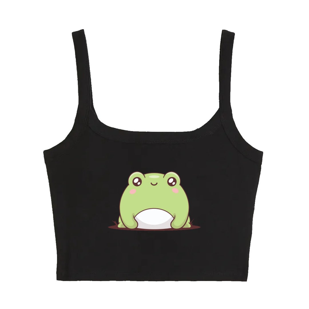 Frog Crop Top Cute Animated Fitted Fit Crop Top Y2K Clothing Trendy Top ...