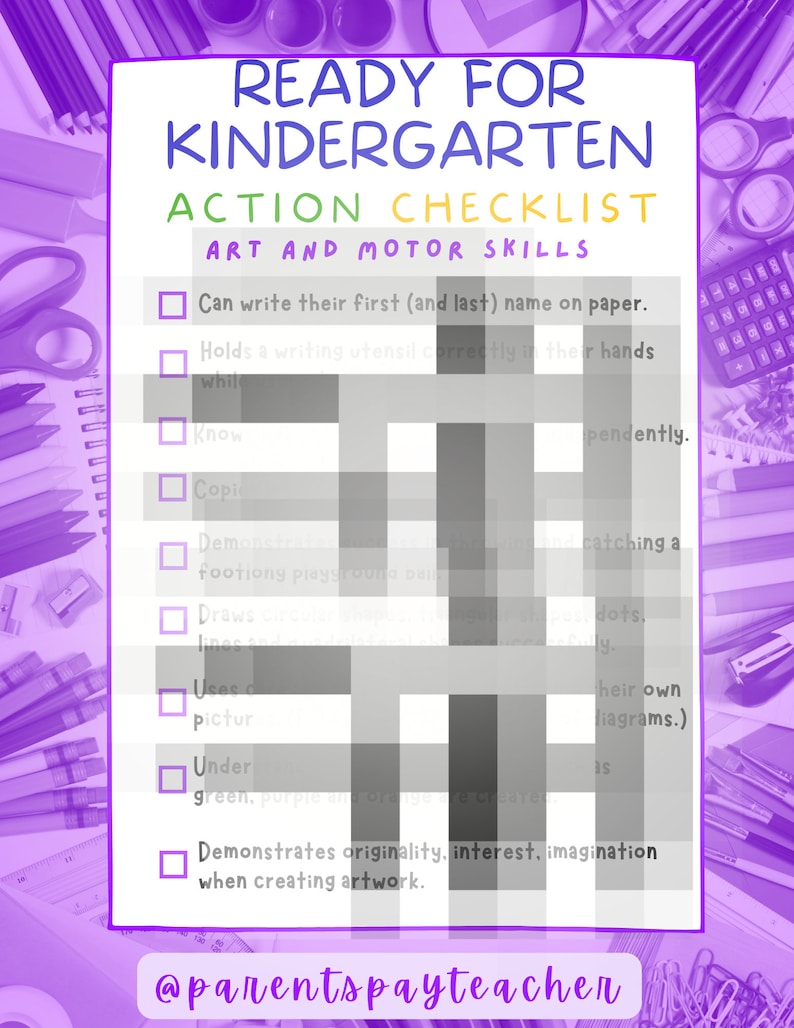 Ready for Kindergarten Checklist in Color - Etsy