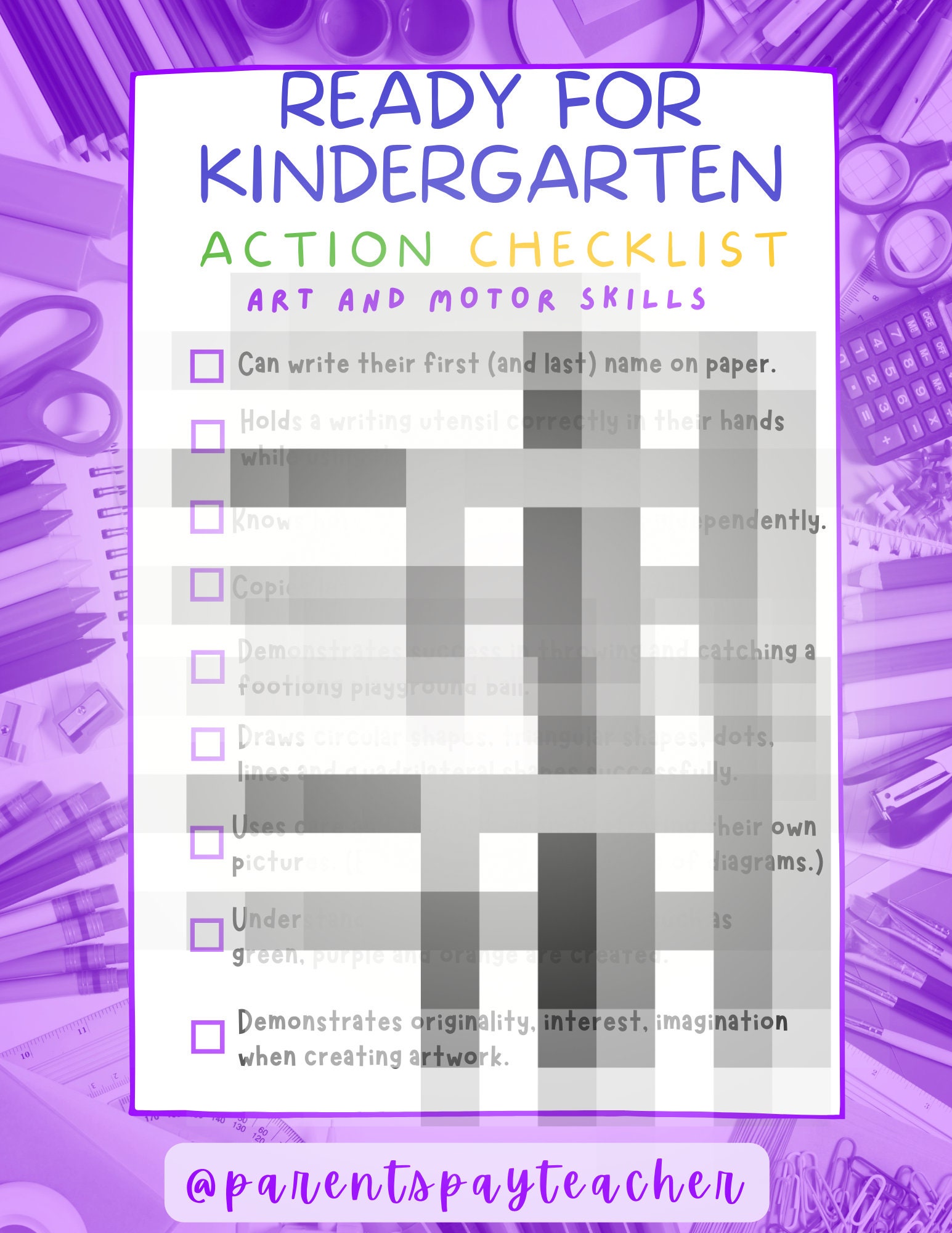 Ready for Kindergarten Checklist in Color - Etsy