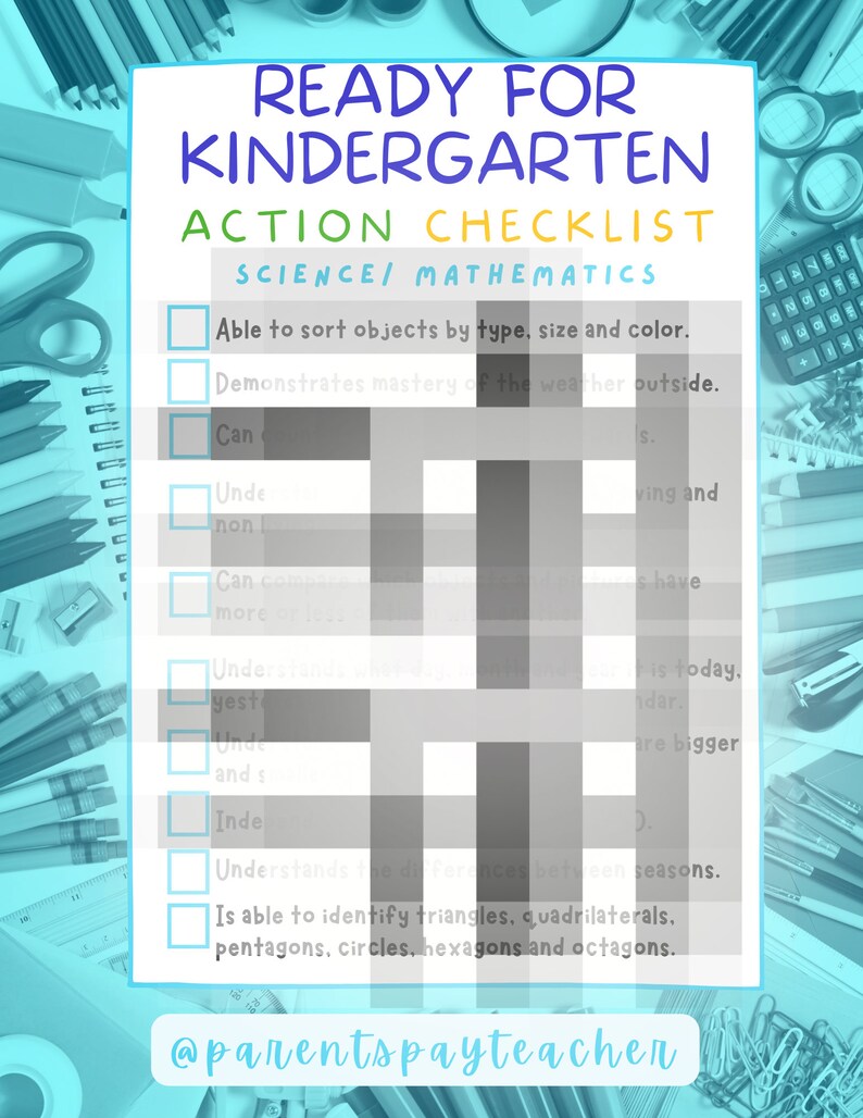 Ready for Kindergarten Checklist in Color - Etsy