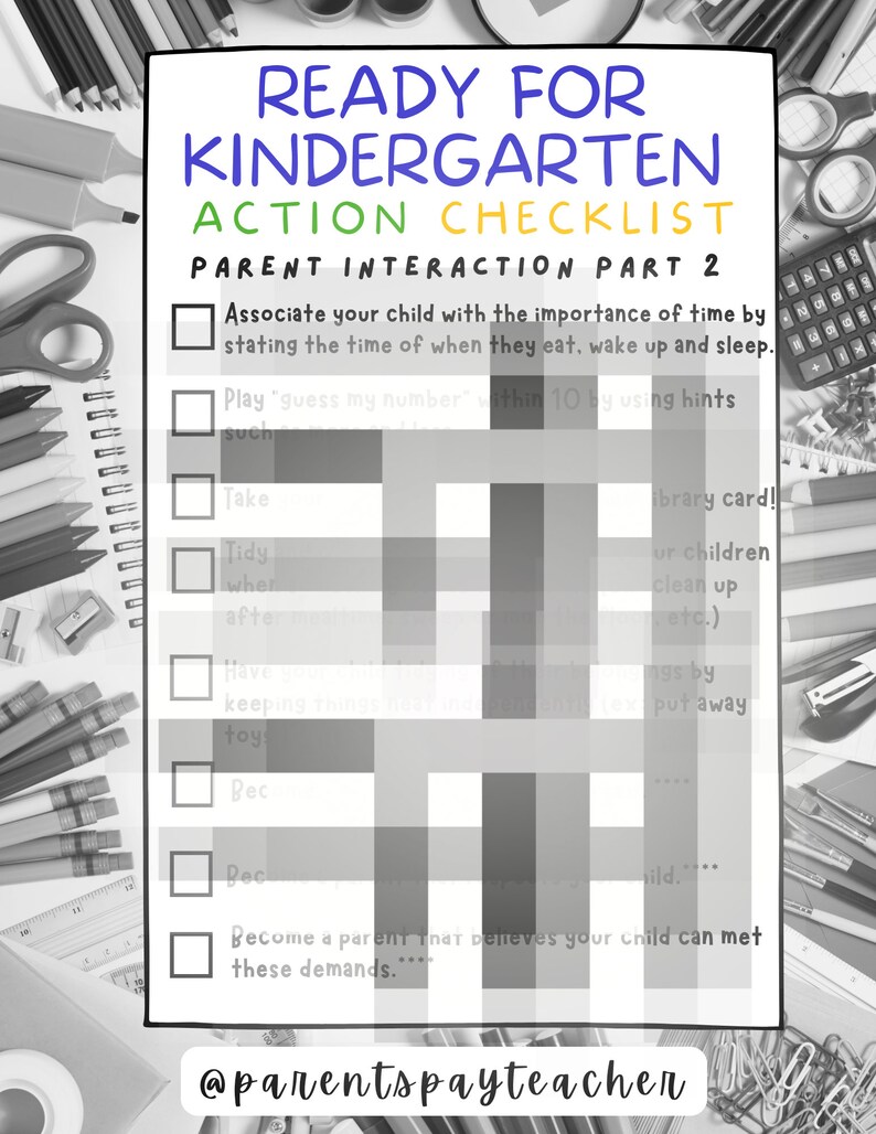 Ready for Kindergarten Checklist in Color - Etsy