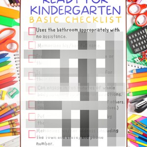 Ready for Kindergarten Checklist in Color - Etsy