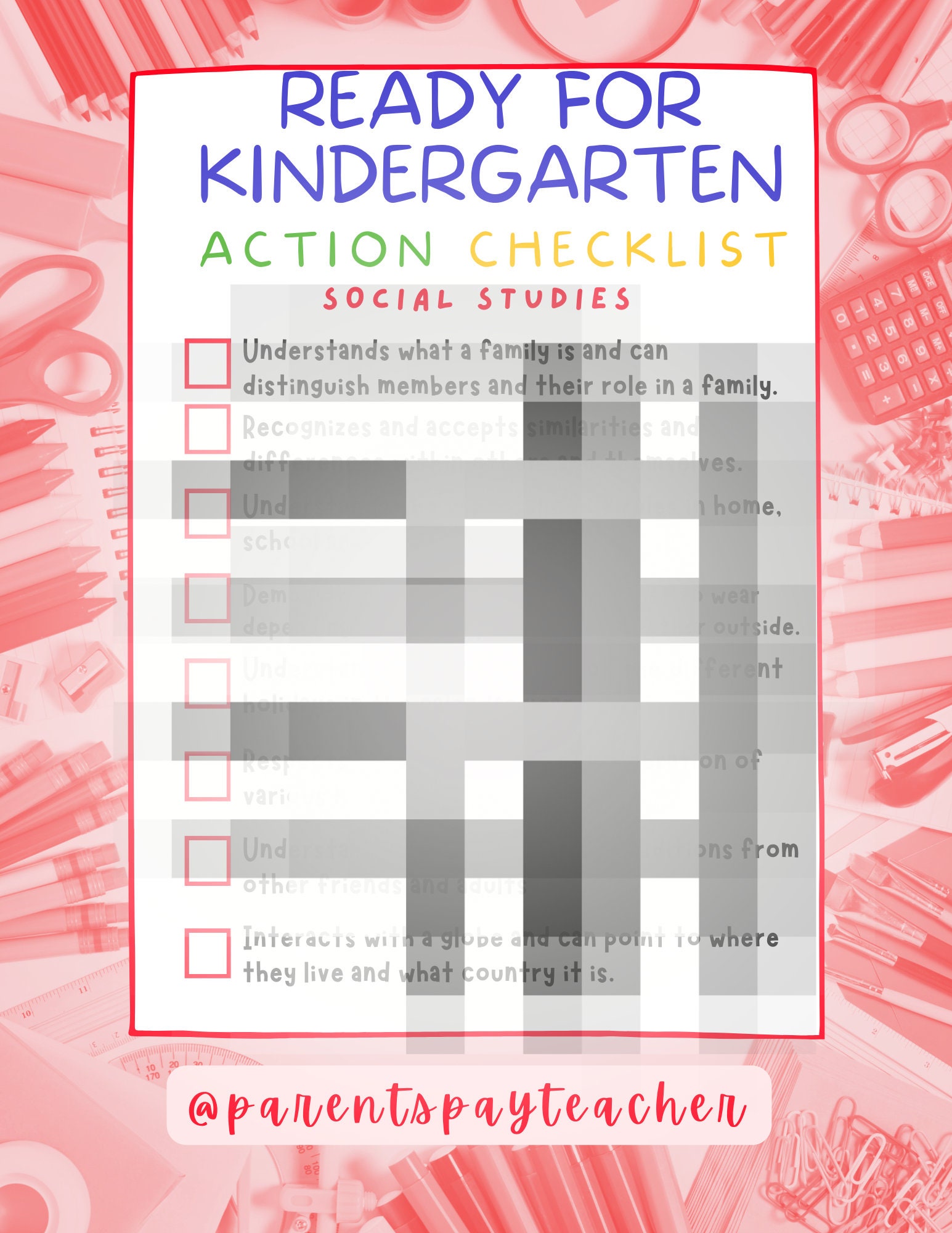 Ready for Kindergarten Checklist in Color - Etsy