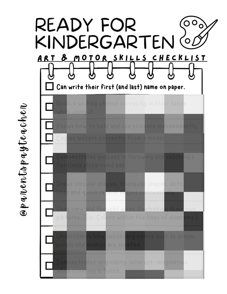 Black and White Ready for Kindergarten Checklist - Etsy