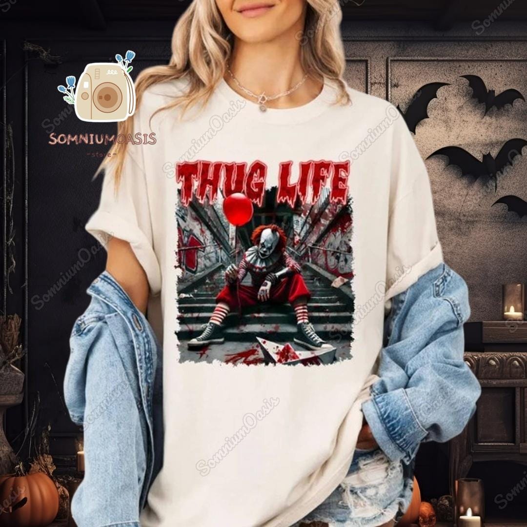 Pennywise Thug Life Shirt, Pennywise It Movie Shirt, Horror Character ...